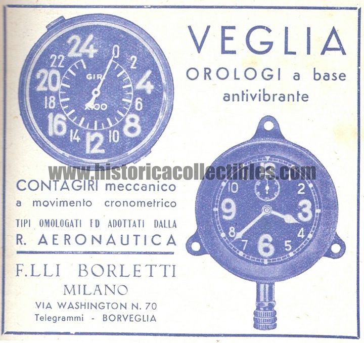 Clock Borletti Veglia, Italian Royal Air Craft, circa 1939